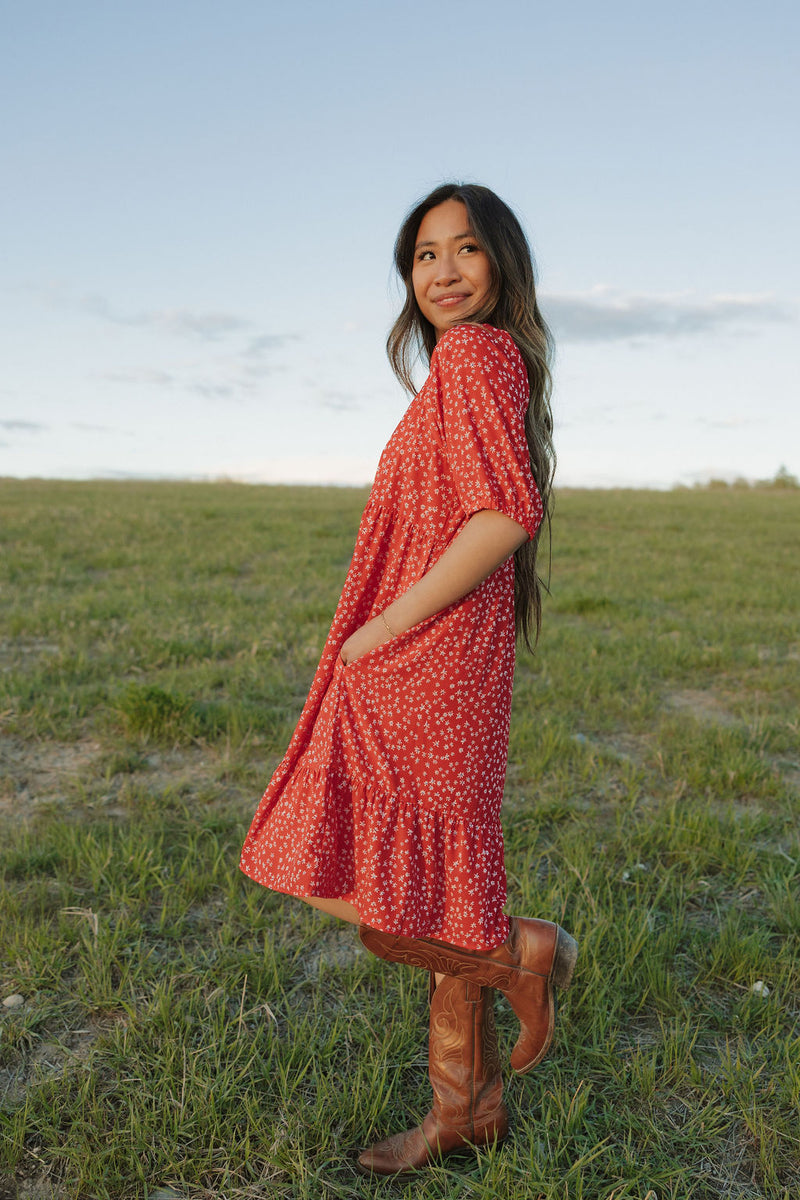 Vestido Kassie-Floral Rojo – Love Olive Co