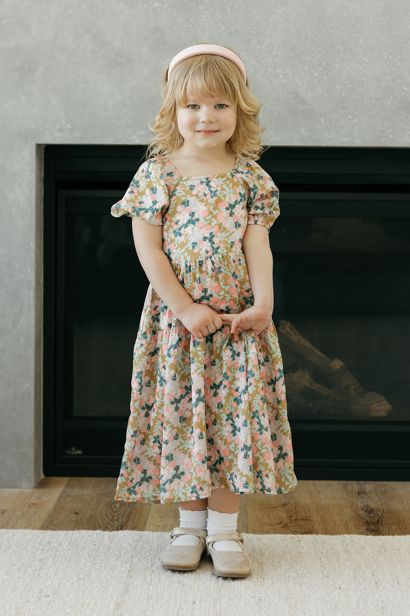 Little Girl's Jensyn Dress-Golden Floral – Love Olive Co