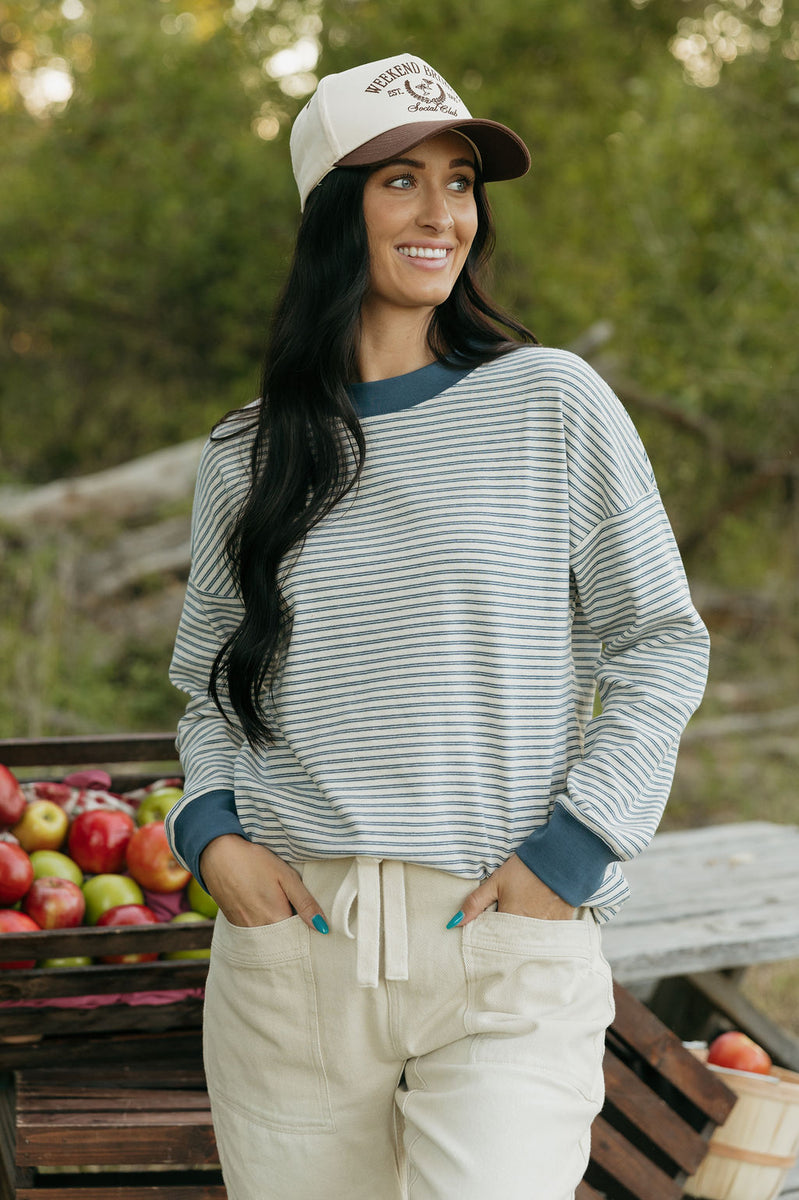 Russ Top-Blue/Oat – Love Olive Co